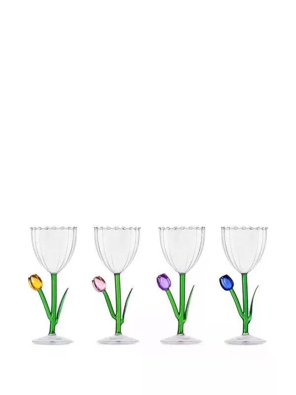 ICHENDORF MILANO Botanica Tulip Botanical Stemmed Drinking Glass Set - White