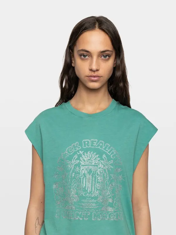 Zadig&Voltaire Cloe Rhinestone Embellished Cotton Tank Top - Borneo