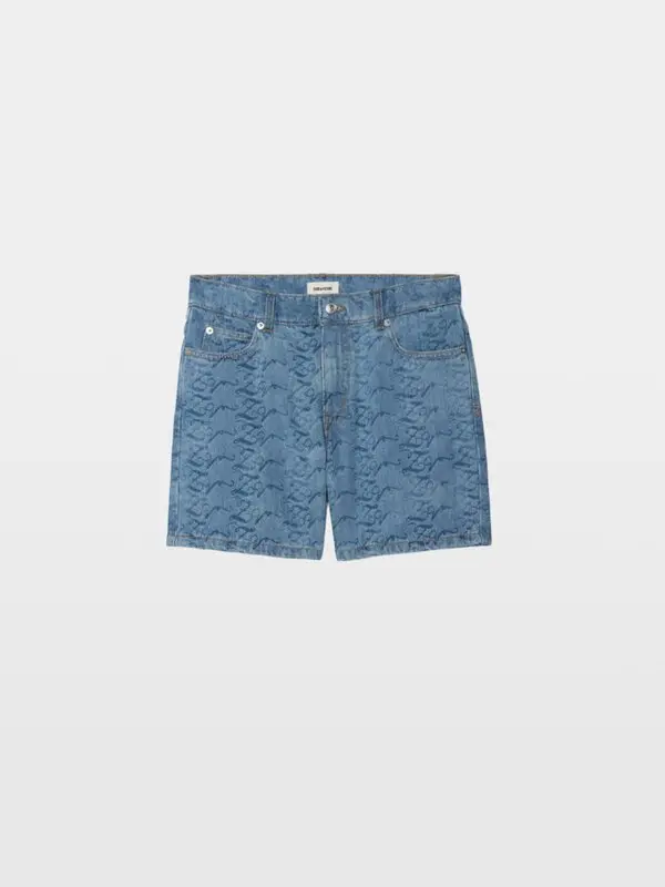 Zadig&Voltaire Cotton Laser Motif Shorts - Light Blue