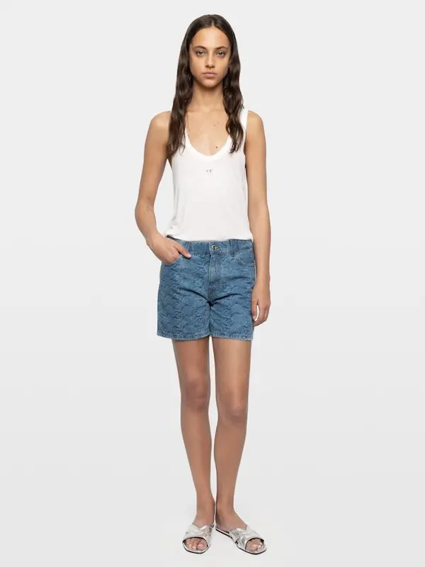 Zadig&Voltaire Cotton Laser Motif Shorts - Light Blue
