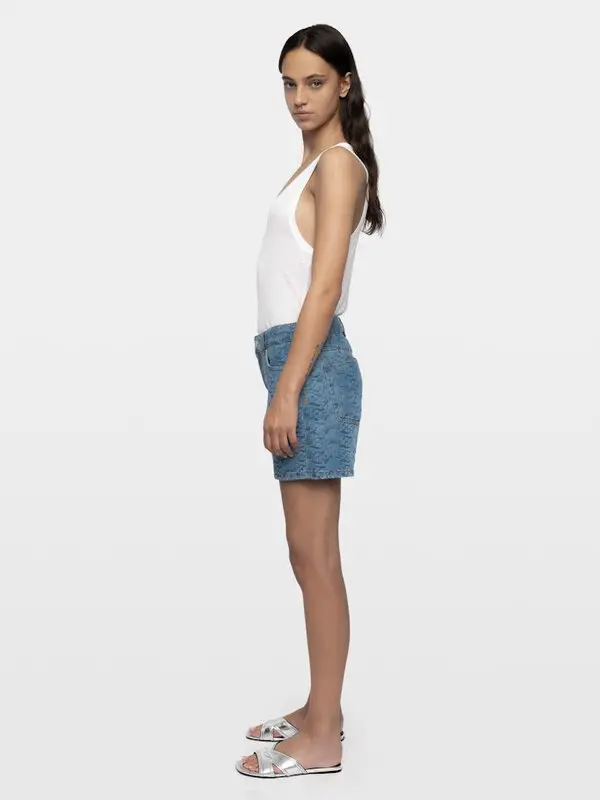 Zadig&Voltaire Cotton Laser Motif Shorts - Light Blue