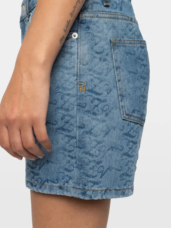Zadig&Voltaire Cotton Laser Motif Shorts - Light Blue