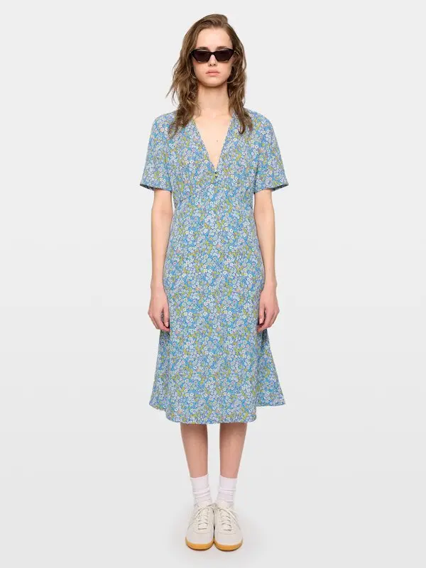 Zadig&Voltaire Midi Dress With V-neck And Short Sleeves - Pear