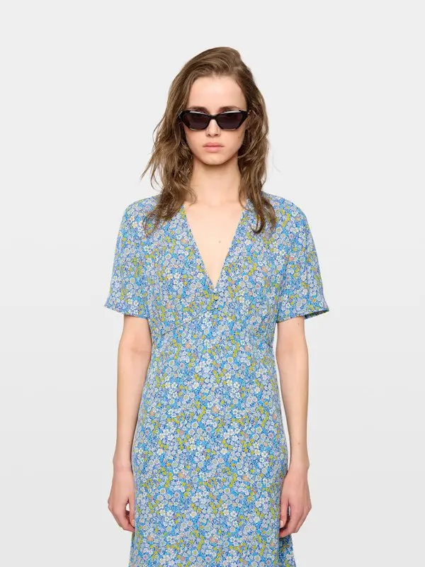 Zadig&Voltaire Midi Dress With V-neck And Short Sleeves - Pear