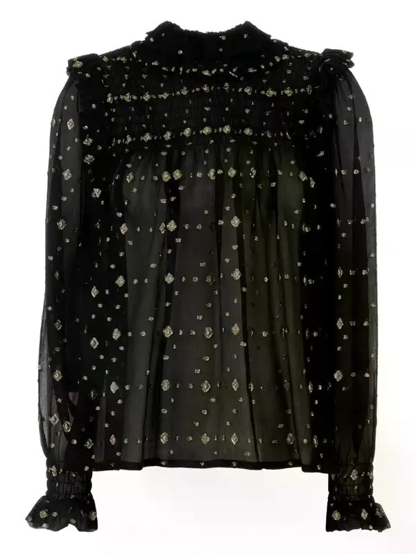Saint Laurent Embroidered Crepe Blouse