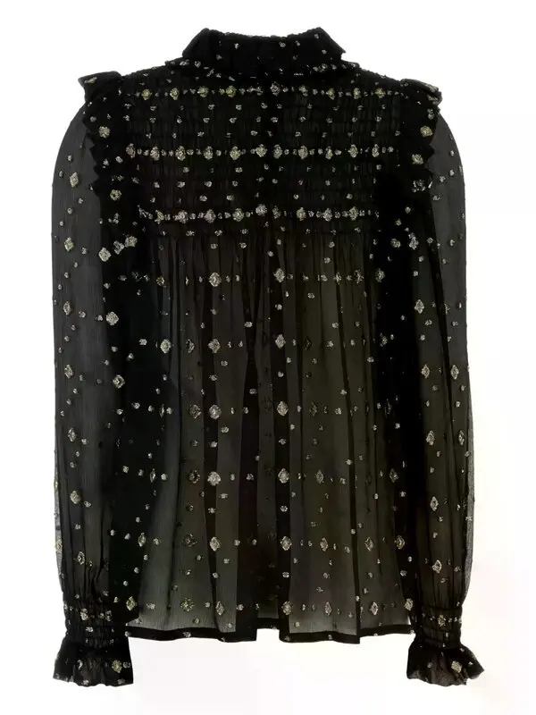 Saint Laurent Embroidered Crepe Blouse