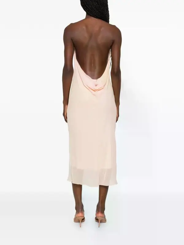 MUGLER Cowl Neck Backless Midi Dress