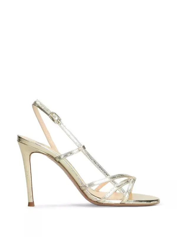 Roberto Festa Strappy Metallic Leather Stiletto Sandals - Silver