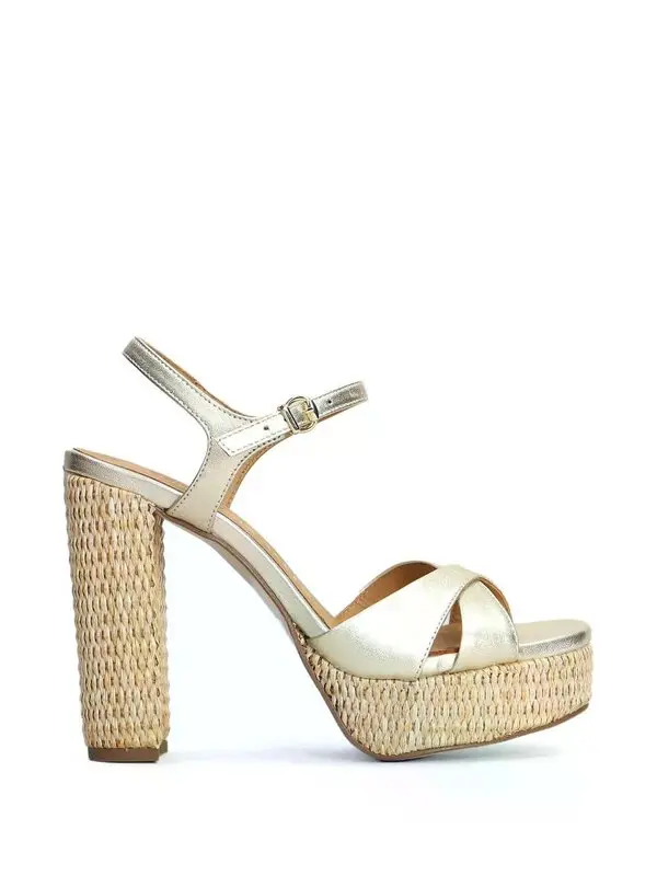 PEDRO MIRALLES Metallic Raffia Platform Sandals