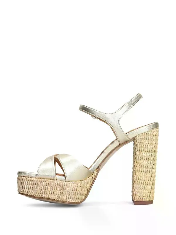 PEDRO MIRALLES Metallic Raffia Platform Sandals
