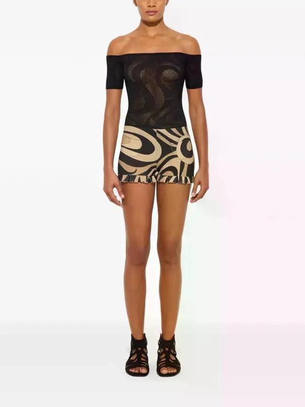 Emilio Pucci Marmo-print Stretch Mesh Shorts - Neutrals