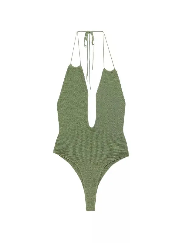 ELOU Riviera Crochet-knit Halterneck Swimsuit