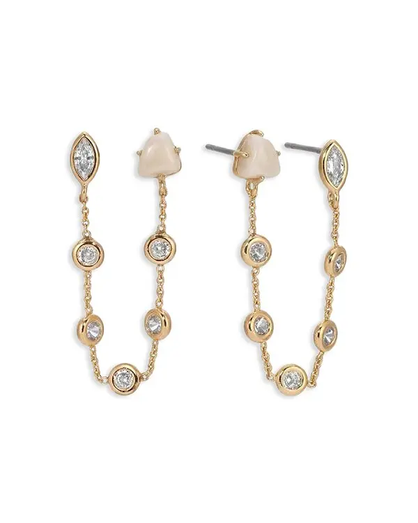 Ettika Gemlite Chain Double Piercing Earrings - Bone