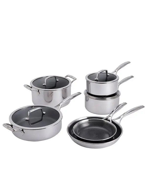 ZWILLING Peak Stainless Steel Dual Performance Ceramic Cookware, Set Of 10 - Silver