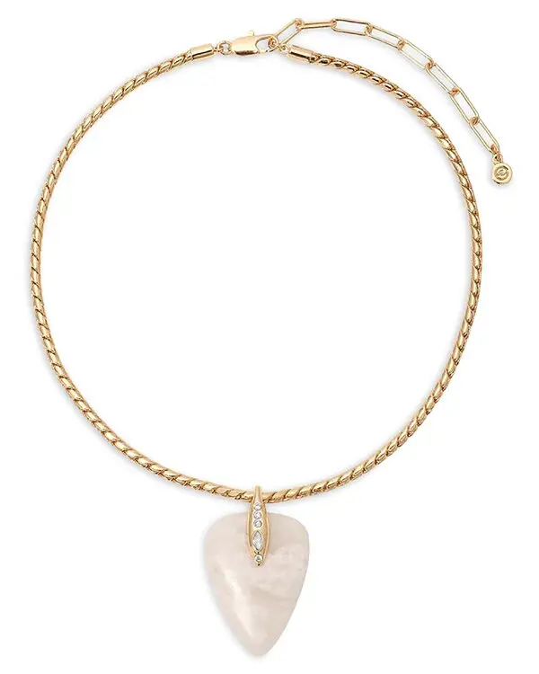 Ettika Pave & Stone Pendant Necklace - Bone