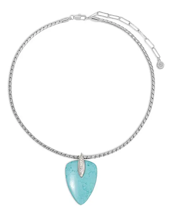 Ettika Pave & Stone Pendant Necklace - Turquoise/silver