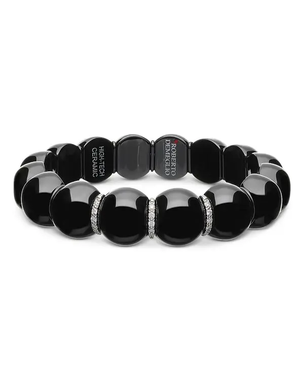 Roberto Demeglio Dama Ceramic Diamond Bar Bead Bracelet - Black