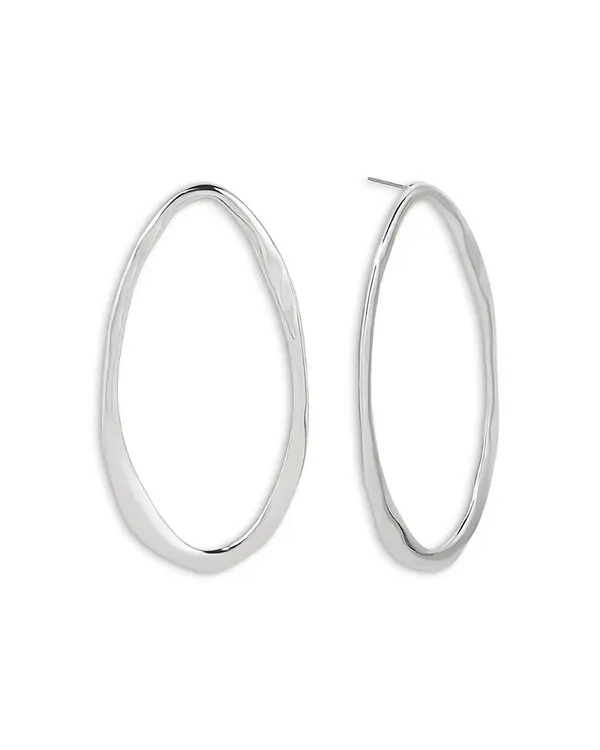 Ettika Hammered Oval Drop Earrings - Silver