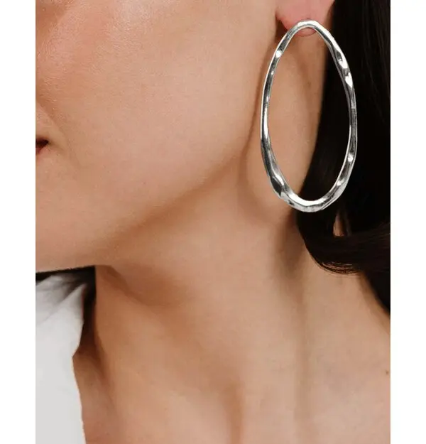 Ettika Hammered Oval Drop Earrings