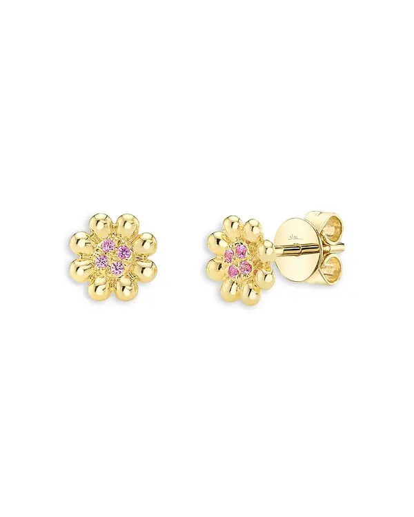 MOON & MEADOW 14k Yellow Pink Sapphire Flower Stud Earrings - Gold