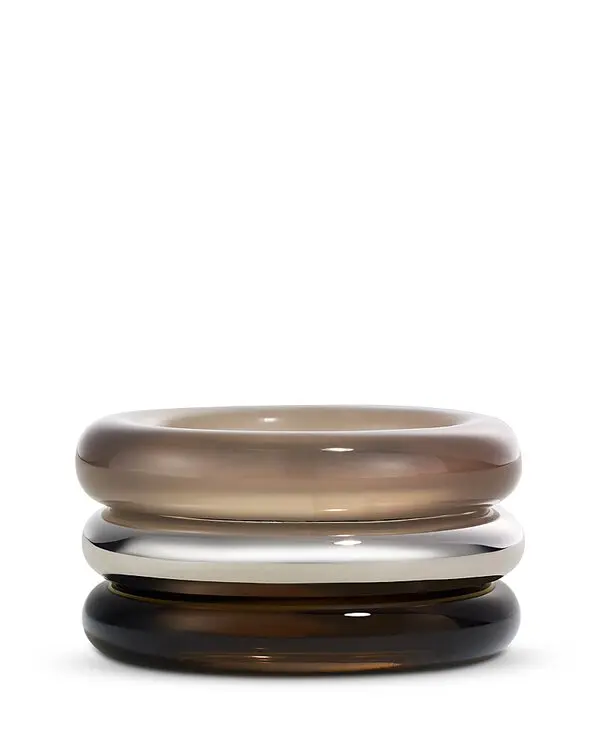 BY PARIAH Sterling Silver Smoky Quartz & Gray Agate Trilogy Stack Rings - Quartz/agate