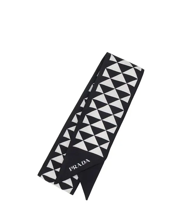 Prada Printed Silk Tie - Black