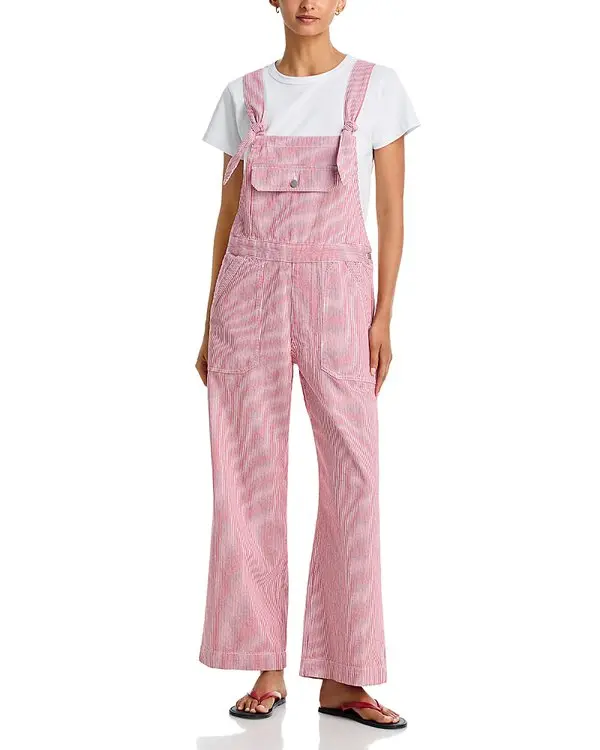 Denimist Tie Strap Relax Overalls - Red Stripe
