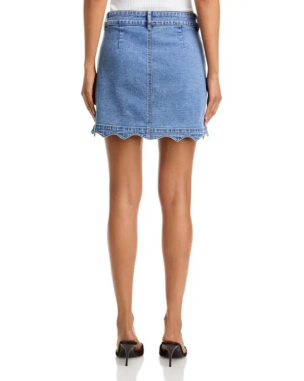 Aqua Scalloped Hem Mini Skirt