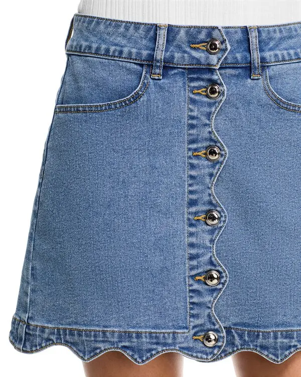 Aqua Scalloped Hem Mini Skirt