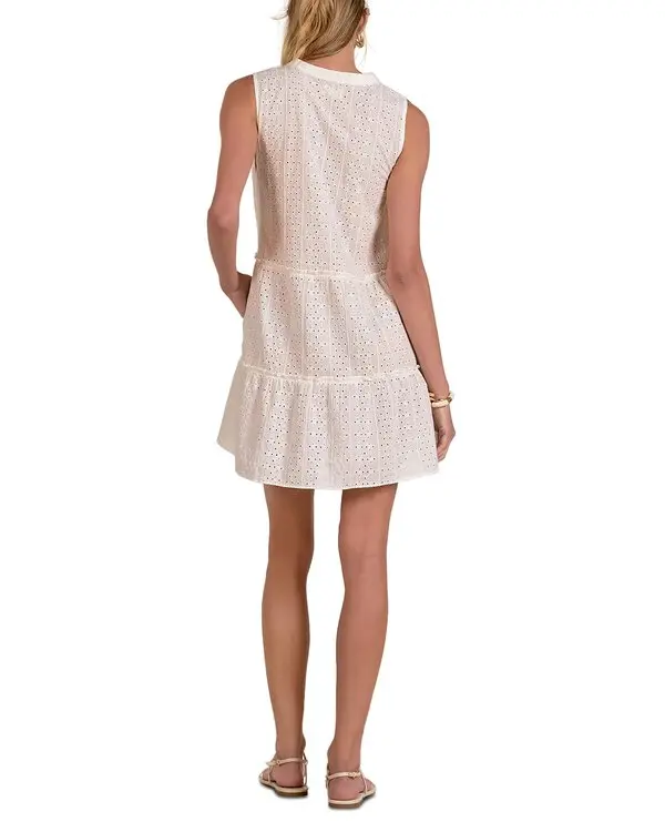 Elan Eyelet Sleeveless Mini Dress - White