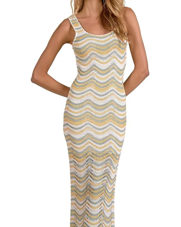 Elan Knit Maxi Tank Dress - White Multi