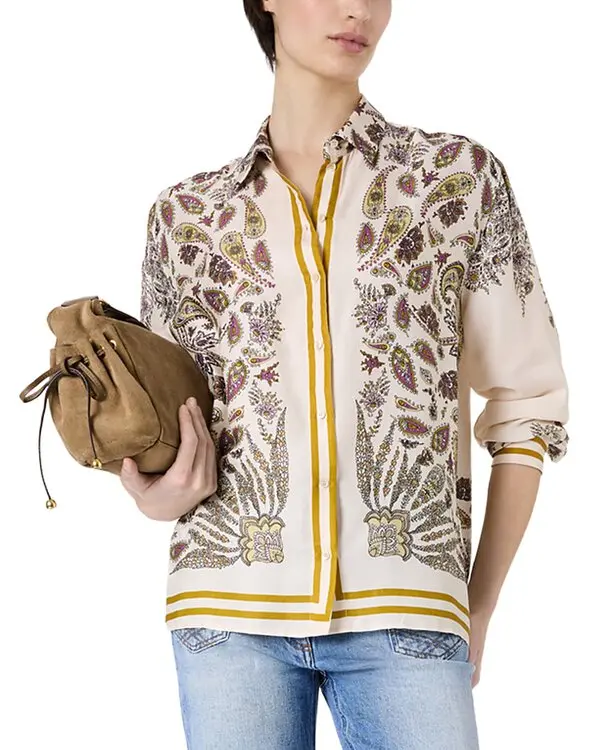 Gerard Darel Canna Mixed Print Viscose Blouse