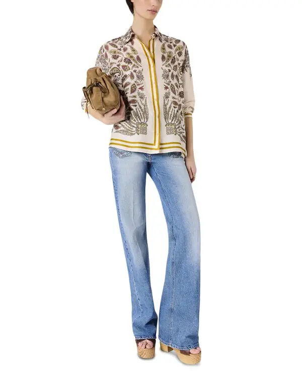 Gerard Darel Canna Mixed Print Viscose Blouse