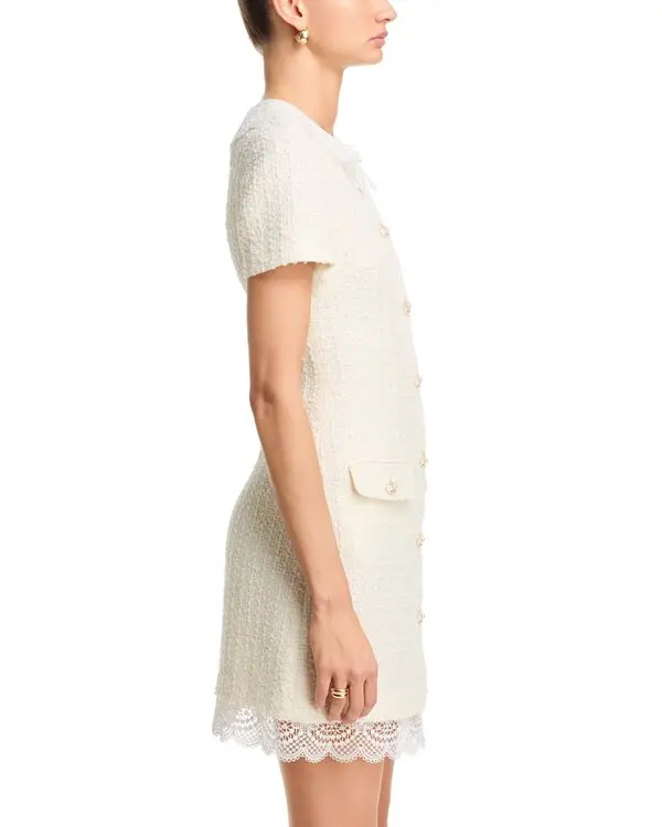 SELF-PORTRAIT Boucle Lace Trim Mini Dress