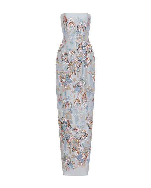 SAU LEE Sequinned Embroidered Gown
