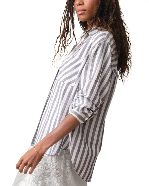Marine Layer Jane Relaxed Stripe Shirt - Navy White