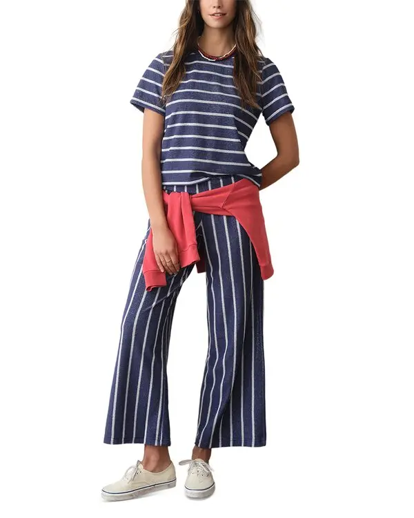Marine Layer Beach Terry Crewneck Tee Striped - Blue White