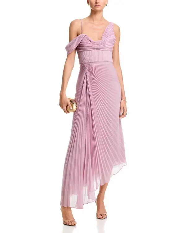 AMUR Joelle Pleated Drape Dress