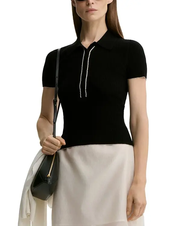 BY MALENE BIRGER Ribbed Knit Cardigan With Contrast Trim