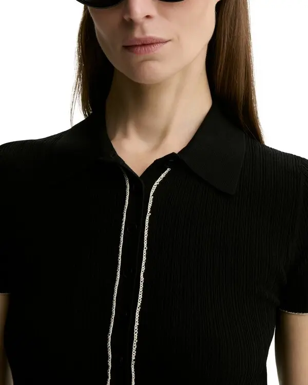 BY MALENE BIRGER Ribbed Knit Cardigan With Contrast Trim