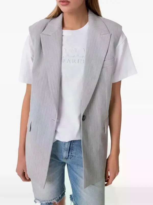 GAËLLE PARIS Gaelle Pinstripe Peak Lapel Gilet