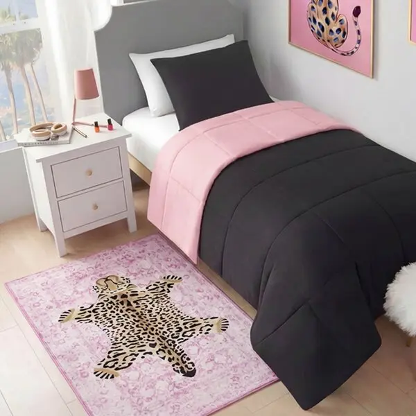 Juicy Couture Washable Rug With Leopard Print - Leopard Medallion Light Pink
