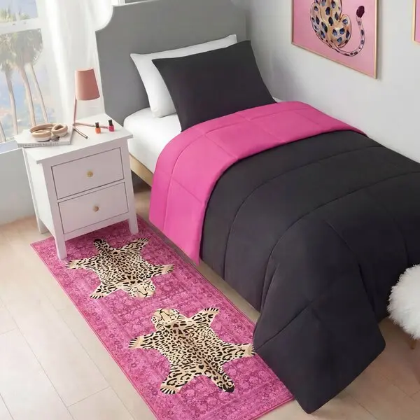 Juicy Couture Finely Washable Rug Leopard Print - Leopard Medallion Hot Pink