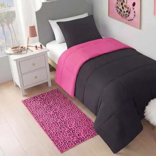 Juicy Couture Animal Print Rug - Timeless Leopard Hot Pink