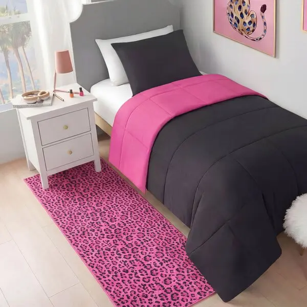 Juicy Couture Finely Washable Rug - Timeless Leopard Hot Pink