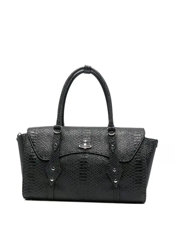 VIVIENNE WESTWOOD Orb Plaque Snakeskin-effect Tote Bag - Grey