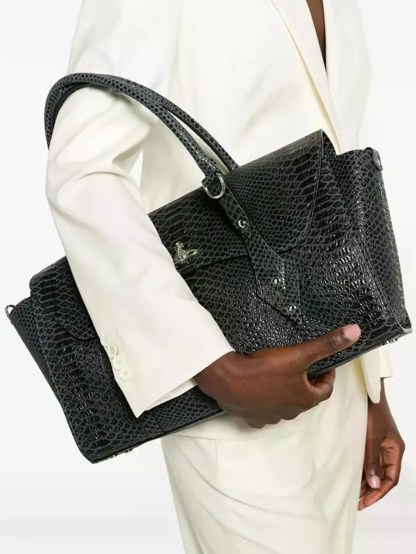 VIVIENNE WESTWOOD Orb Plaque Snakeskin-effect Tote Bag