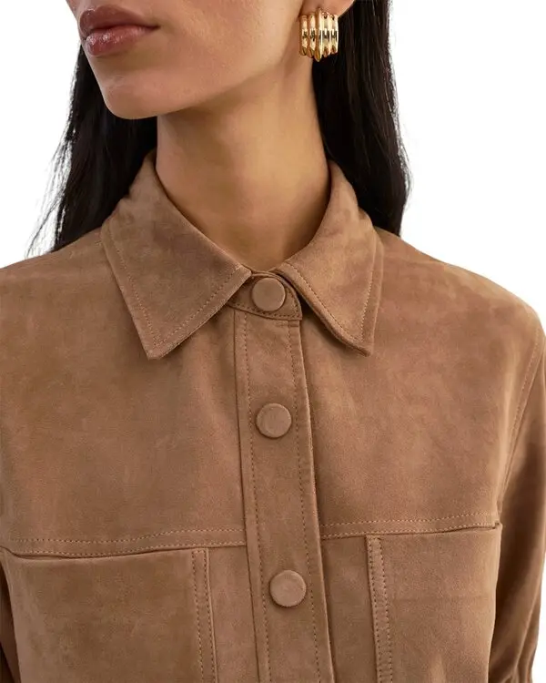 LAMARQUE Suede Ruffle Jacket - Latte
