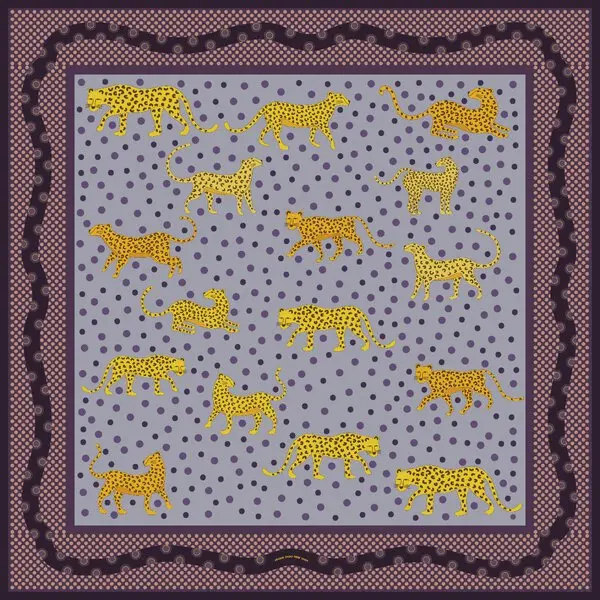 JESSIE ZHAO NEW YORK Silk Bandana With Leopards - Yellow