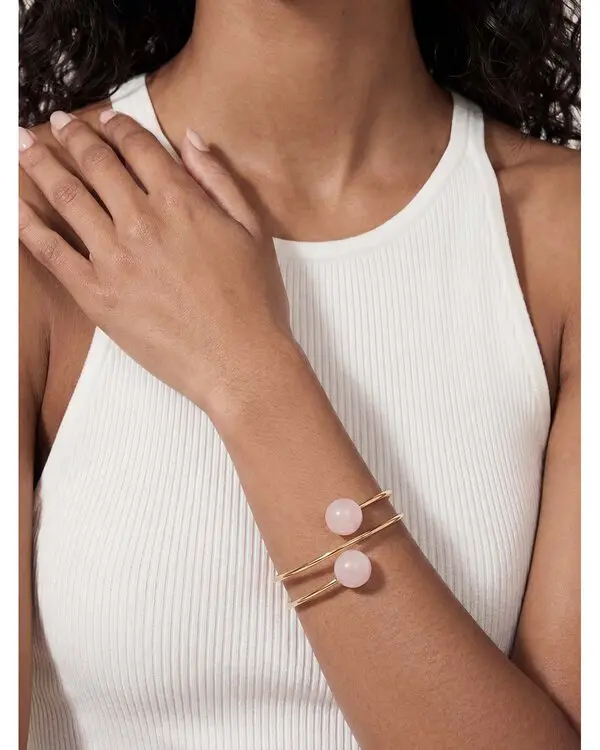 Ettika Summer Escape Stone Cuff Bracelet - Rose Quartz